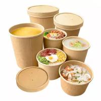 China Disposable Compostable Microwavable Kraft Soup Cup for sale