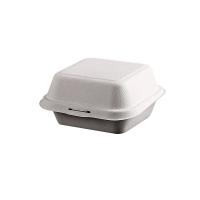 China Biodegradable Sugarcane Pulp Paper Burger Box with Connected Lid for sale