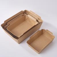 China 700ml Disposable Brown Kraft Paper Takeaway Boxes Square Shape for sale