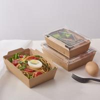 China 700ml Disposable Brown Kraft Paper Takeaway Boxes Square Shape for sale