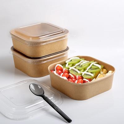 Cina Insalatiera eliminabile della carta kraft del quadrato con il chiaro coperchio per l'eliminare in vendita