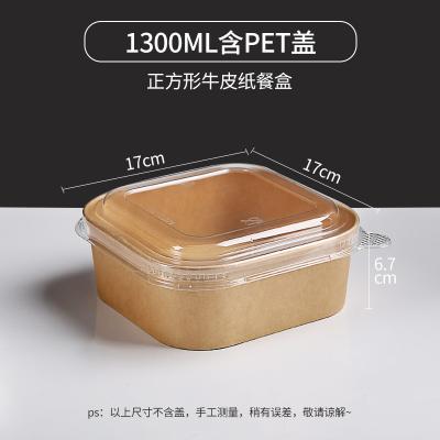 Cina Il quadrato eliminabile modella la scatola di pranzo di carta kraft con il coperchio dell'ANIMALE DOMESTICO per la presa fuori in vendita