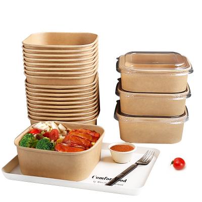 Cina Il quadrato eliminabile modella la scatola di pranzo di carta kraft con il coperchio dell'ANIMALE DOMESTICO per la presa fuori in vendita