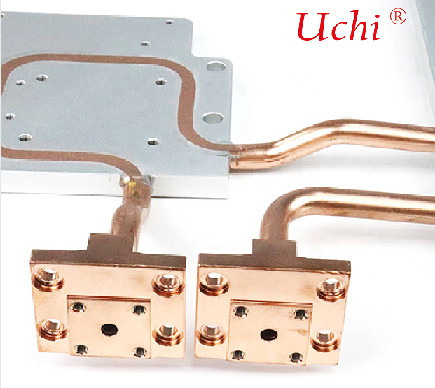 Close-up view of cold plate manufacturing details