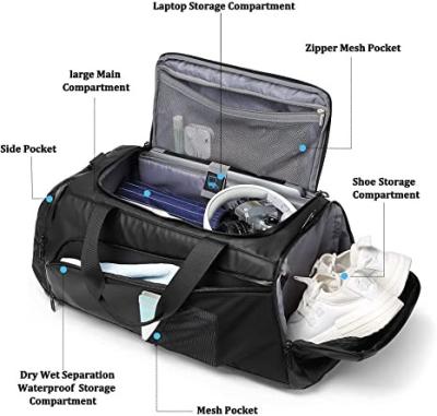 Cina Borsa di notte di sport di Duffle delle borse del Weekender impermeabile di viaggio con il compartimento della scarpa in vendita
