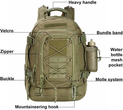 Cina Materiale di campeggio militare tattico estensibile di Oxford dello zaino 60l in vendita