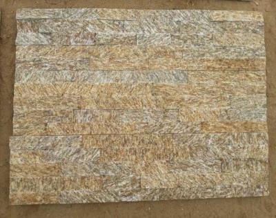 China Beige yellow veneer cladding panel cultured stone stacked stone ledge stone glued wall panel flagestone with corner for sale