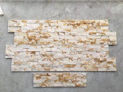 China beige yellow veneer cladding flat panel cultured stone stacked stone ledge stone glued wall panel flagestone with corner for sale