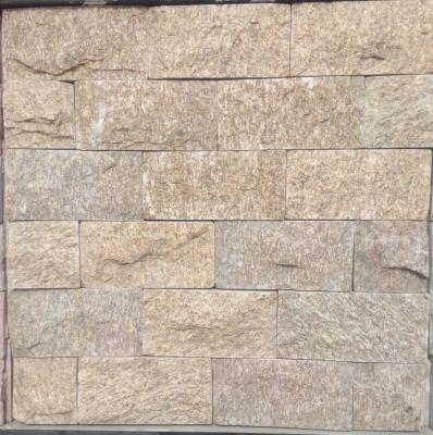China yellow Natural stone mushroomed stone for exterial wall cladding decoration 20x10cm for sale