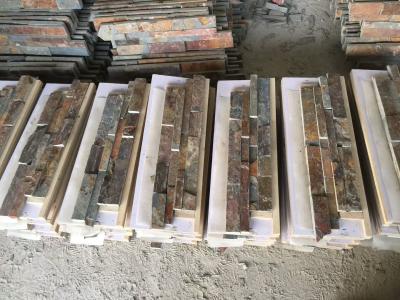 China Rough surface Rusty slate cultured stone veneers stacked stone glued wall cladding tiles panels glued panles Z shape for sale
