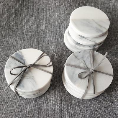 China natural marble stone round coaster with cork backing 10mm diameter for sale