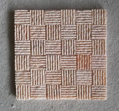 China Natural beige pink marble floor and wall mosaic tiles paving stone mosaics sheets 305x305mm for sale