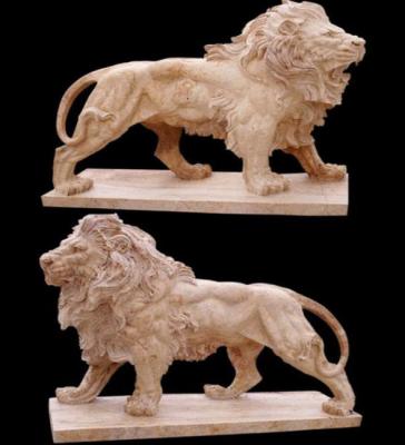 China Garden decoration statues outdoor granite handcarved lions sculptures red colour stone lions for sale
