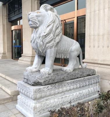 China Garden decoration statues outdoor granite handcarved lions sculptures white colour stone lions for sale
