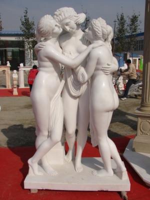 China stone lady women human statues hand carved sculptures outdoor marble statues decorations beige statues for sale