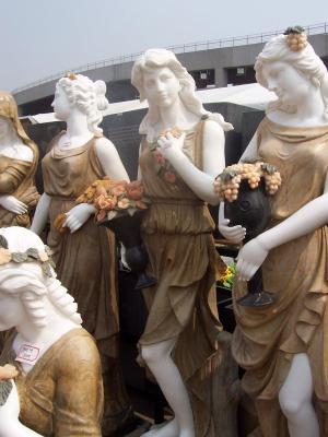 China stone lady women human statues hand carved sculptures outdoor marble statues decorations beige statues for sale
