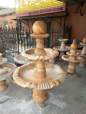 China beige cream yellow marble stone landscape water fountain outdoor decorations for sale