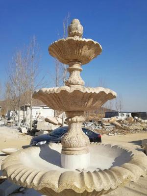 China beige cream yellow marble stone landscape water fountain outdoor decorations for sale