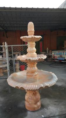 China beige cream yellow marble stone landscape water fountain outdoor decorations for sale