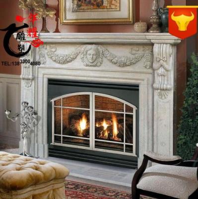 China indoor decoration handcarved wall mounted natural marble stone antique fireplace surround home decorate fireplace cover for sale