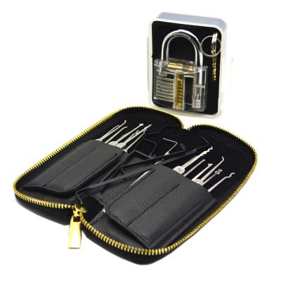 China High Quality Locksmith Supplies Lock Pick Set With Transparent Practice Lock Lock Picking Tools YS500041 for sale