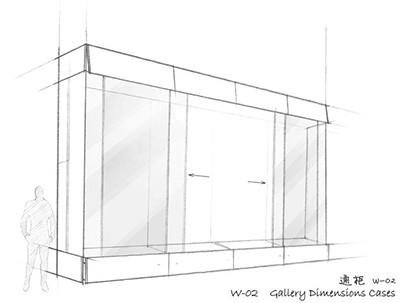 China Metal structure plinth and panel, Automatic pull and slide doors Gallery dimensions cases W-02 for sale
