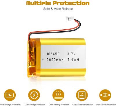 China NCM Oplaadbare Li Ion Batterij 3.7v 2000mah / Lithium Ion Batterij Connector JST Te koop