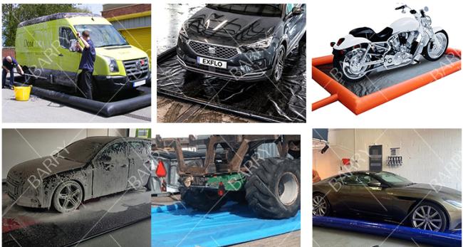 PVC Truck Inflatable Car Clean Pad PVC Portable Inflatable Car Wash Containment Mat With Water Reclamation System