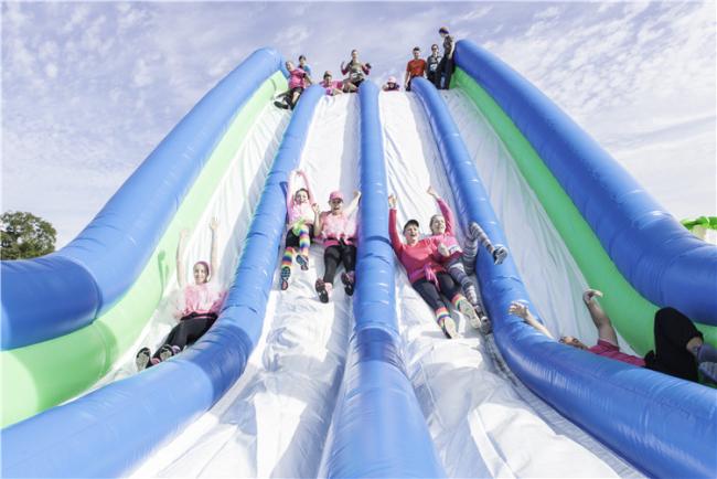 Kids Adults Obstacles Course Sports Theme Game Insane 5k Destination Inflatable Fun Finish Line 33m Giant Water Slide