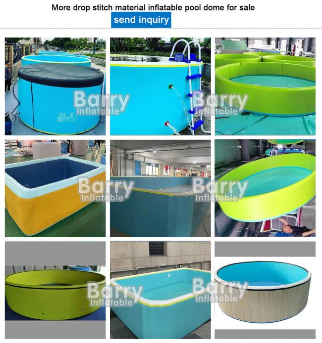 Portable Drop Stitch Blue Water Pool Rectangle 2x2m Custom Size Foldable Swimming Pool Fabric Pvc Drop Stitch