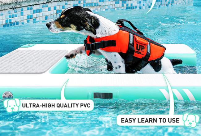 Large Water Ramp Dog Inflatable Pup Plank Dog Dock Pool Floating Boat With Ladder
