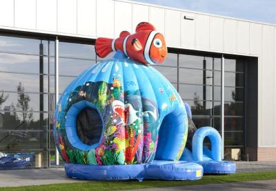 China Seaworld Fish Moonwalk Inflatable Bouncer With Slide , 8 People Capacity for sale