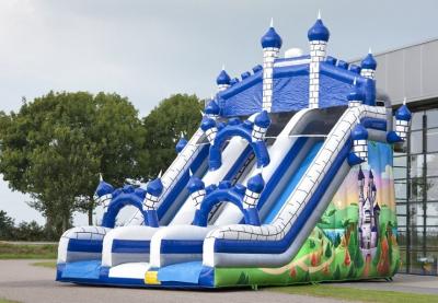 China Salto y diapositiva grandes Inflatables de Comelot del castillo azul con la pared que sube en venta