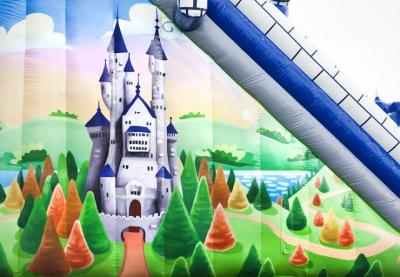 China Salto y diapositiva grandes Inflatables de Comelot del castillo azul con la pared que sube en venta