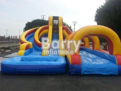 China Patio trasero loco Barry Inflatable Water Slides del efectivo color amarillo y azul del 17ft en venta