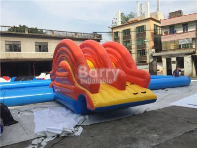China Extra Large Kids Inflatable Play Pool With Small Slide 65cm Height for sale
