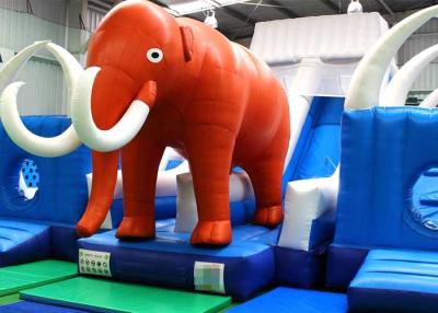 China CER, EN14960 blaues und rotes riesiges aufblasbares Weltelefant Prahler-Dia für Kinder zu verkaufen