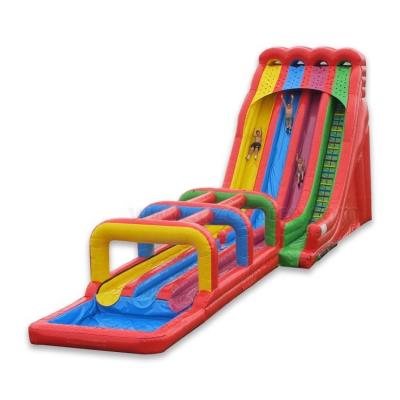 China 0.55mm PVC bunte drei schiebt aufblasbare Wasserrutsche-Karikatur-Thema im Freien for sale