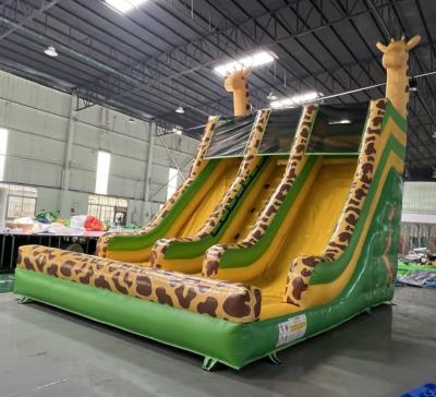 China Tema de la historieta de los toboganes acuáticos de Plato Commercial Giraffe Double Inflatable en venta