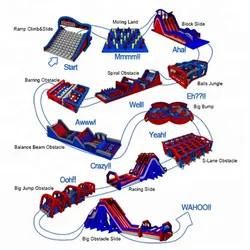 China 5k Curso de obstáculos inflável para adultos Castelo Slide Combinado Resistência ao fogo à venda