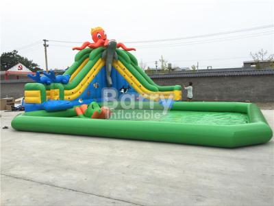 China Green Castle Theme Waterproof Inflatable Pool With Octopus Slide On Ground for sale