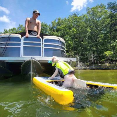 China Extra Large Inflatable Water Ramp For Boat,Dog Pool Inflatable Light Dog Ramp Soft Ladder For Dogs, Rung Platform for sale