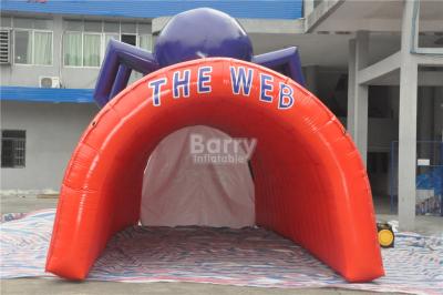 China Waterproof PVC Red Cool Spider Design Giant Inflatable Football Tunnel , Inflatable Tunnel Tent for sale
