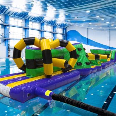 China Commercial Heat Sealed Double Lanes 15M Whirligig Pool Inflatable Aqua Run for sale
