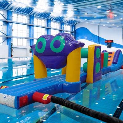 China Colorful 10M Challenge Pool Inflatable Assault Course On Water Inflatable Aqua Run For Sea Or Pool for sale