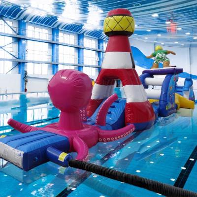 China 17M Sea Splash Pool Inflatable Obstacle Courses On Water For Chidren And Adults for sale