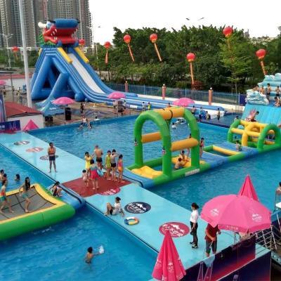 China Creative Logo Customized Printed Water Park Floating Water Obstacle Course Floating Water Toys For Metal Frame Pool for sale