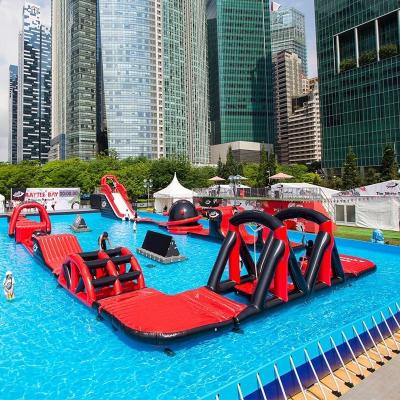 China Welded Seams Inflatable Water Obstacle Giant Floating Water Park On Frame Pool for sale