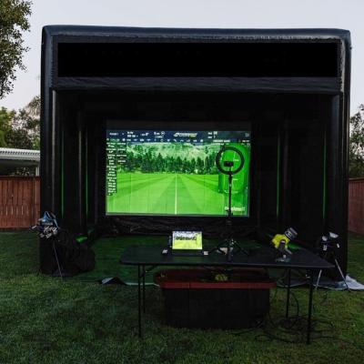 China Sealed Outdoor Golf Training Hitting Cage Screen Inflatable Golf Simulator Tent For Sport for sale