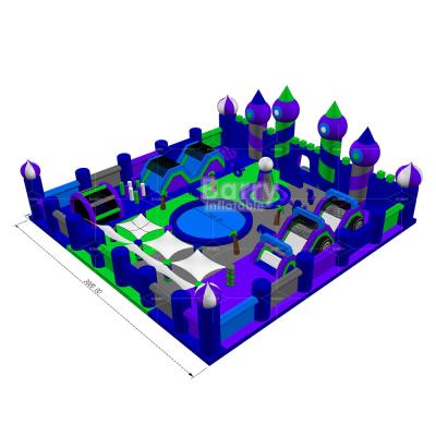 China 30x30m Big Bounce Amusement Park Inflatable Theme Park Bounce House Play Area Game for sale